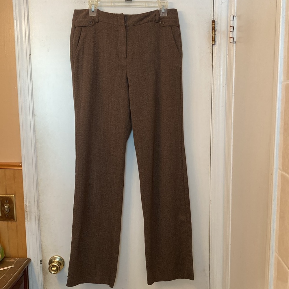 Dressbarn Brown Tweed-Look Flare Leg Panels - Gem